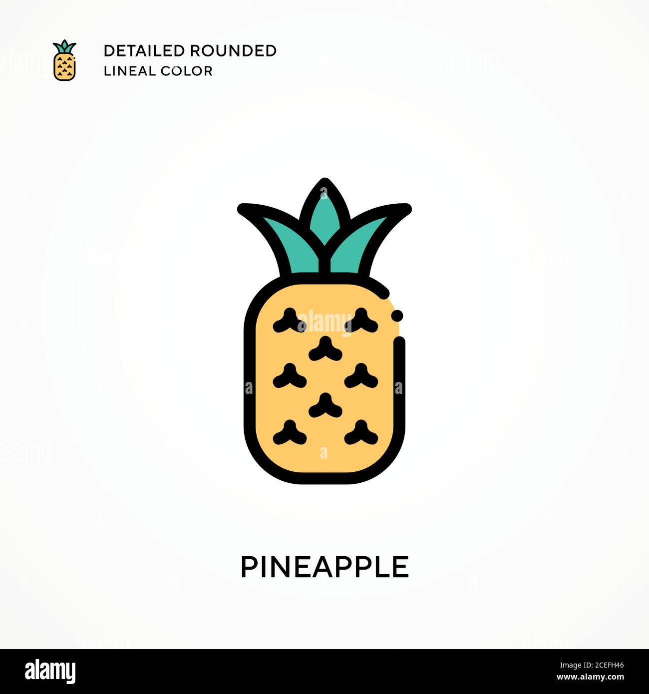Pineapple detailed rounded lineal color. Modern vector illustration ...