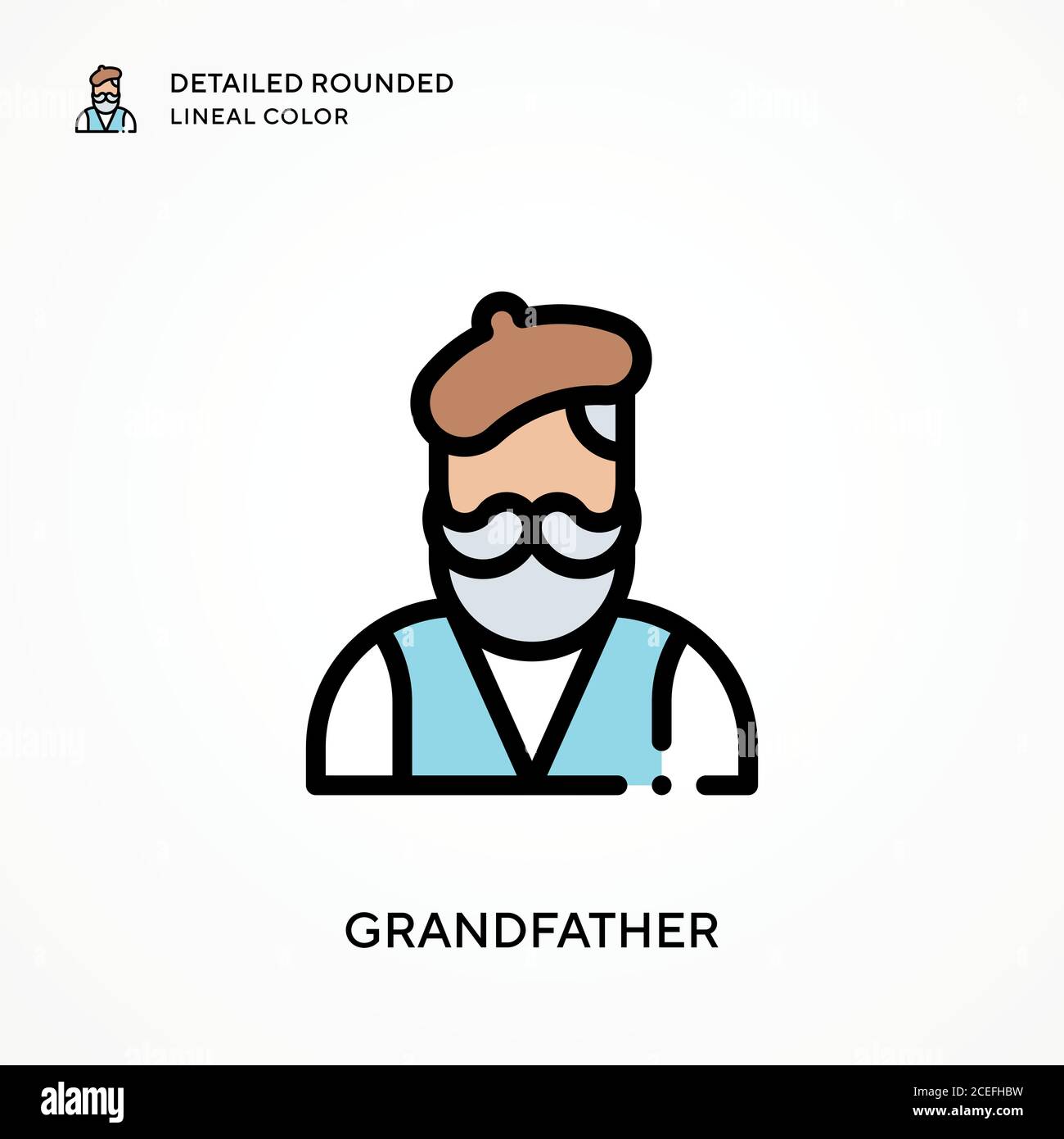 Grandfather detailed rounded lineal color. Modern vector illustration ...