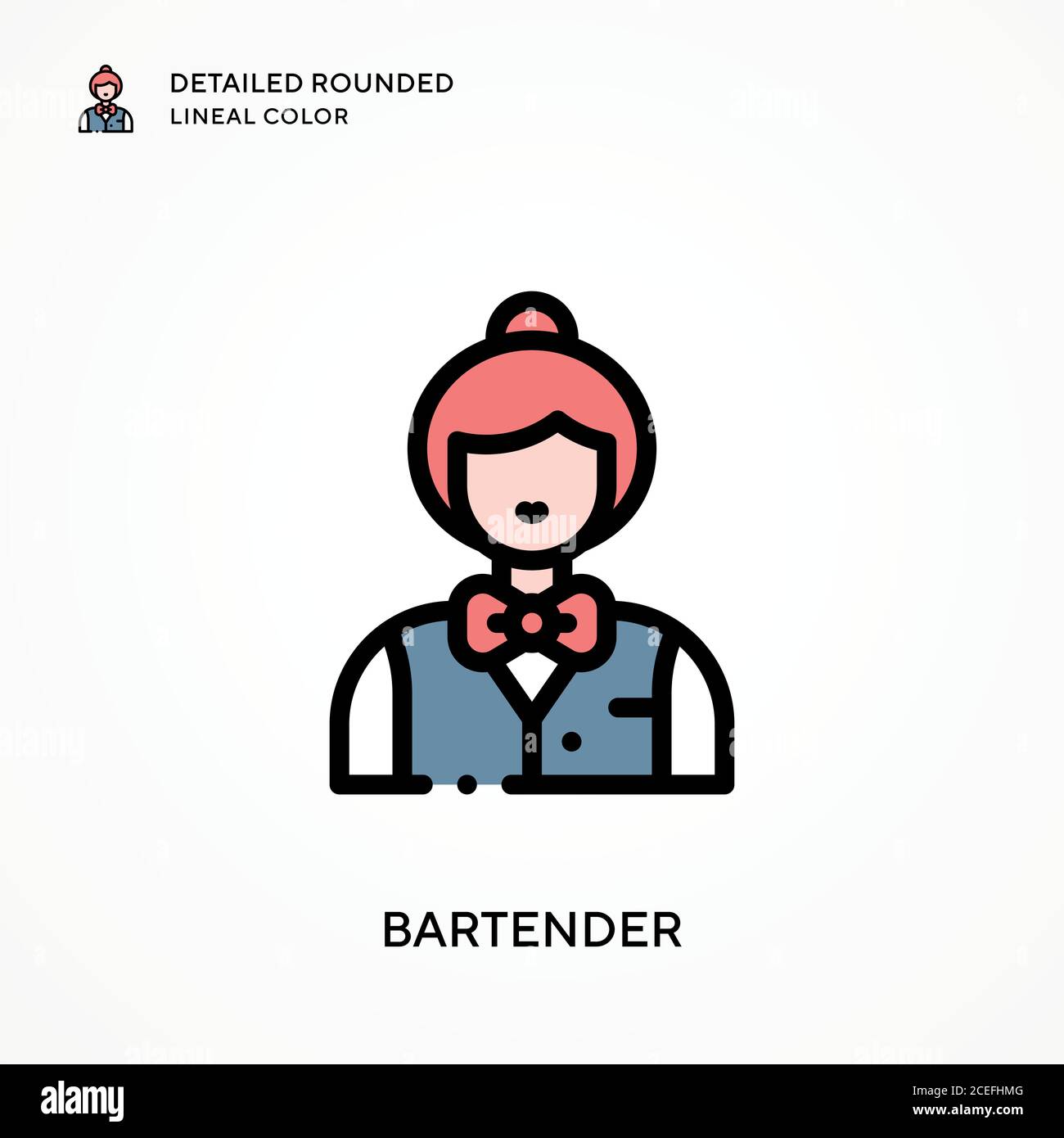 Bartender detailed rounded lineal color. Modern vector illustration concepts. Easy to edit and ...