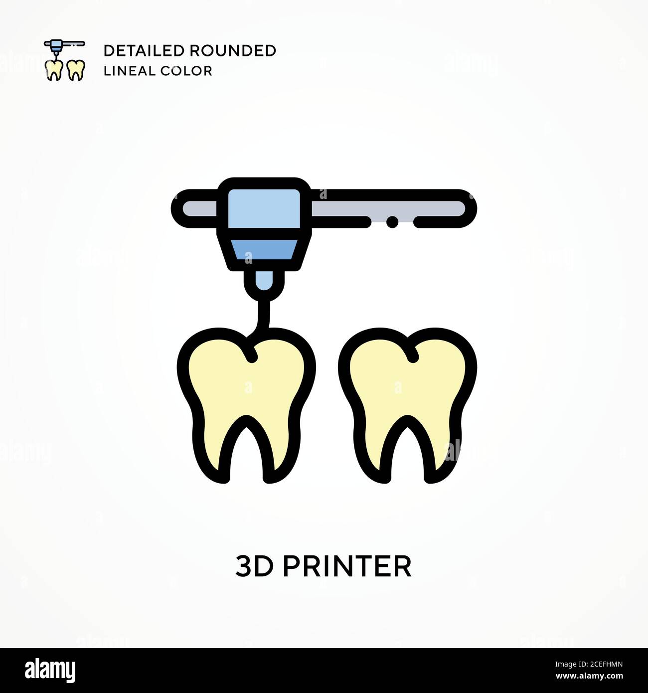3d printer detailed rounded lineal color. Modern vector illustration ...