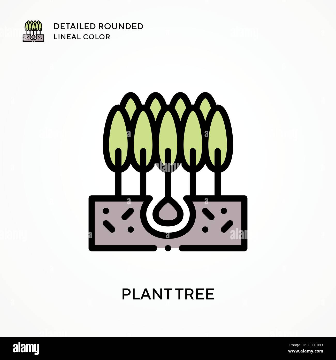 Plant tree detailed rounded lineal color. Modern vector illustration ...