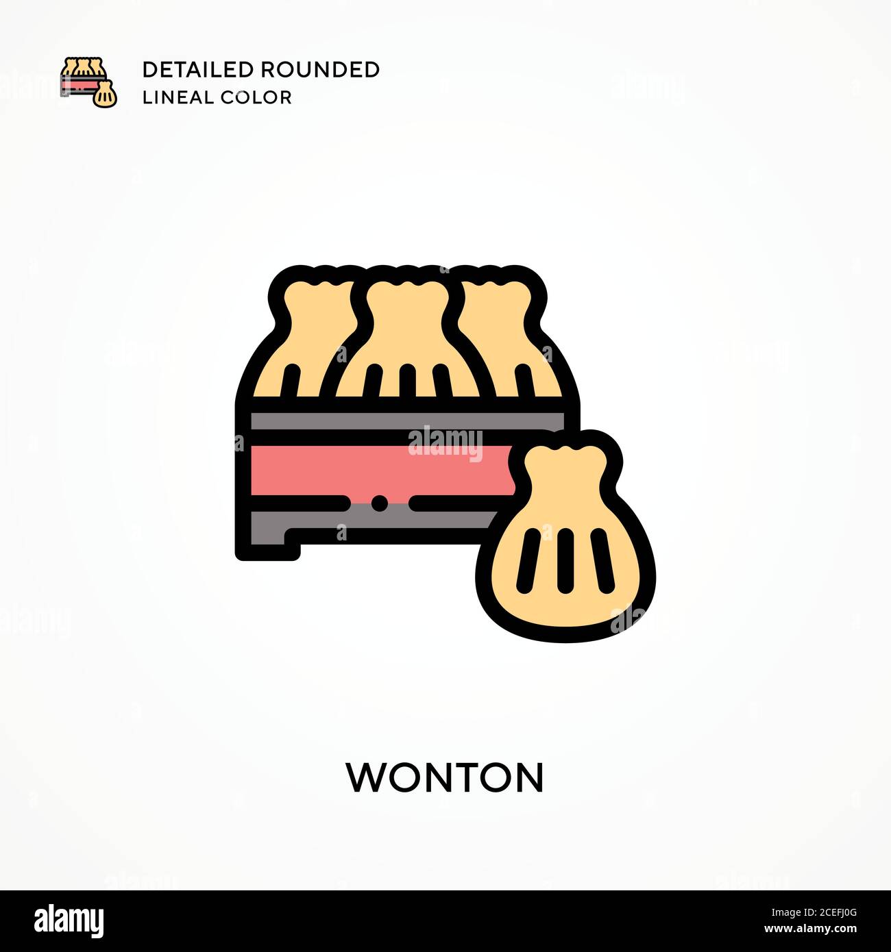 Wonton detailed rounded lineal color. Modern vector illustration ...