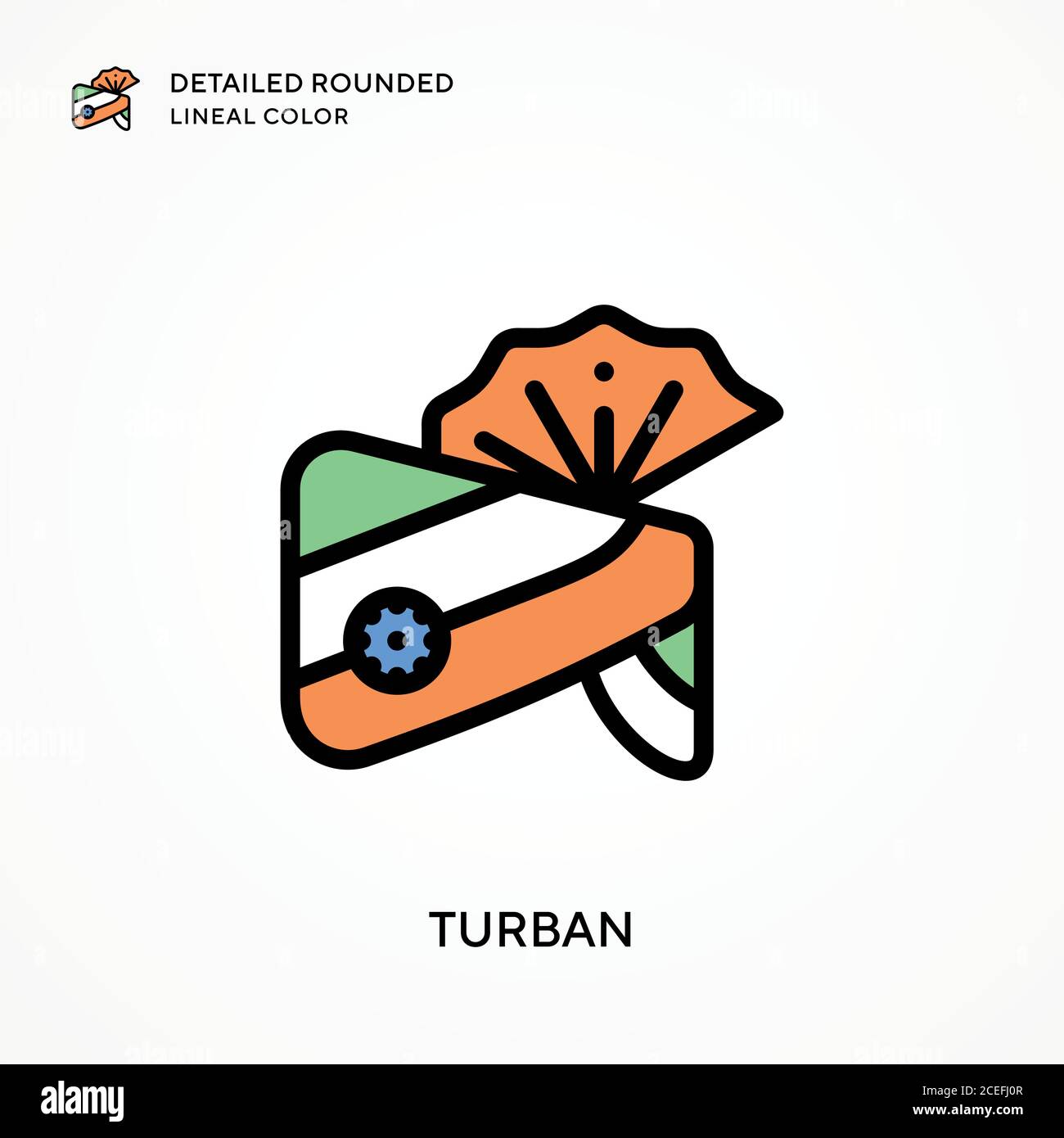 Turban detailed rounded lineal color. Modern vector illustration ...
