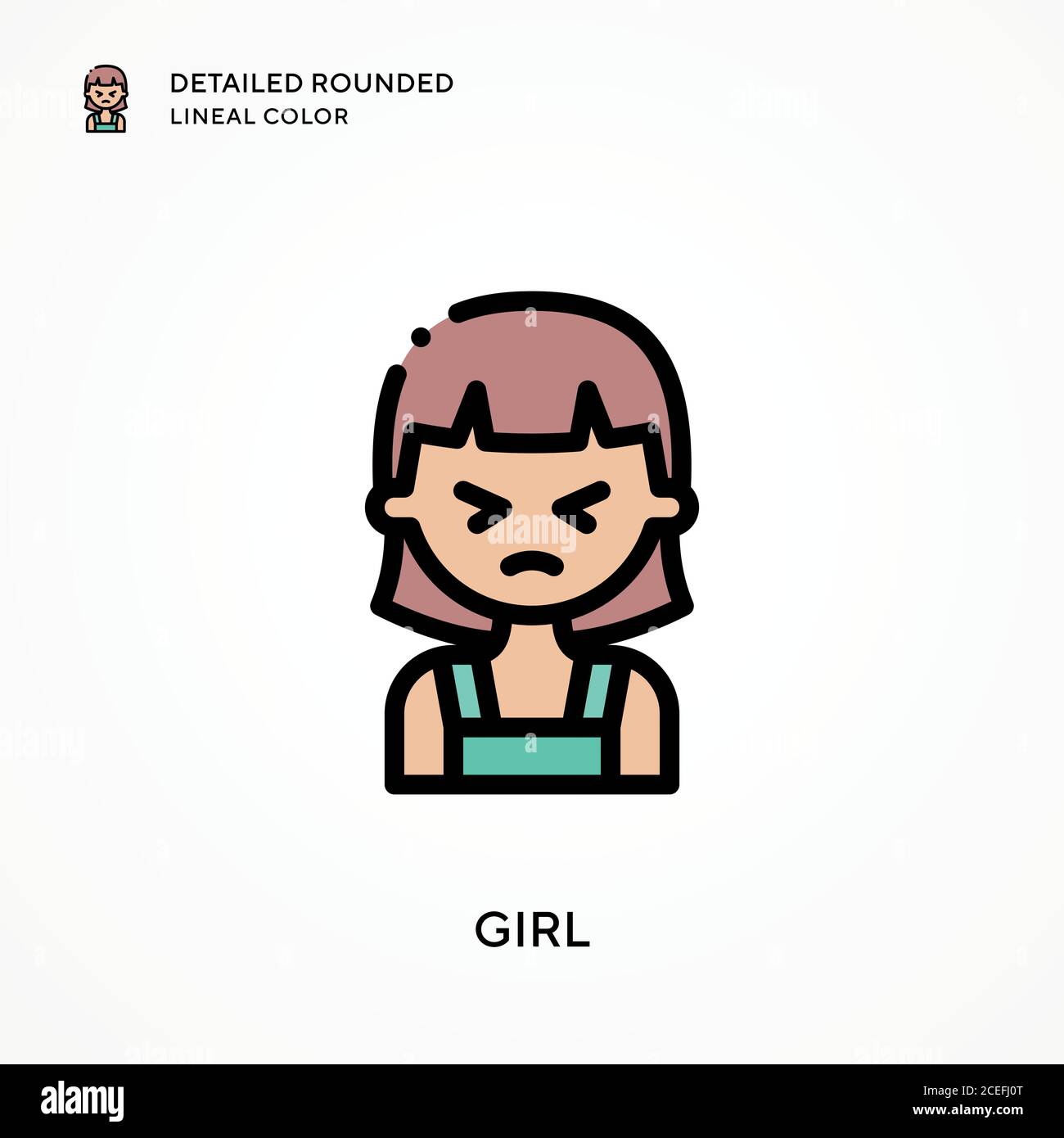 Girl detailed rounded lineal color. Modern vector illustration concepts ...