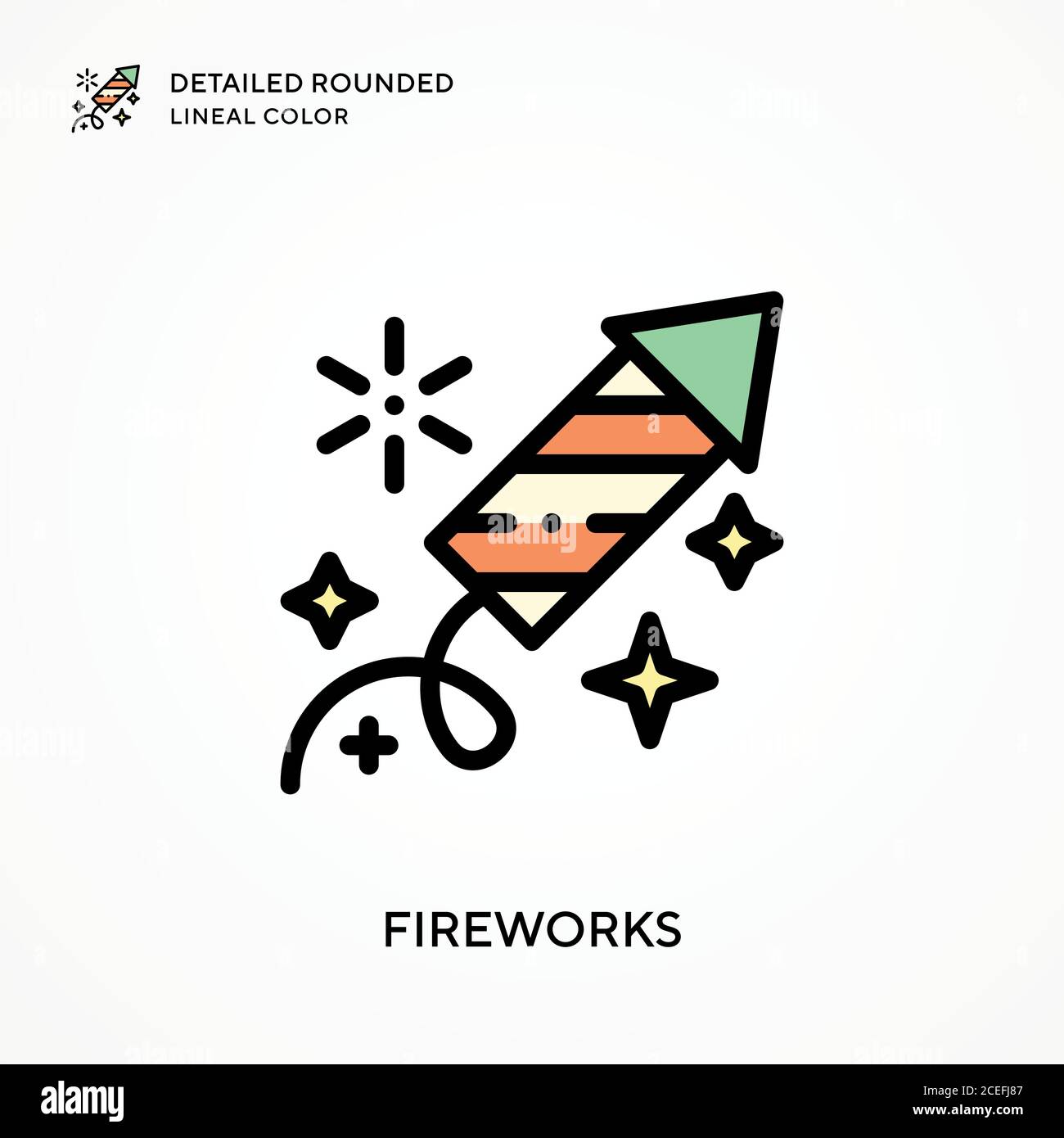 Fireworks detailed rounded lineal color. Modern vector illustration ...