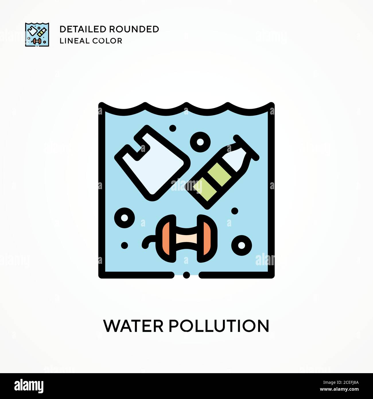 Water pollution detailed rounded lineal color. Modern vector illustration concepts. Easy to edit ...