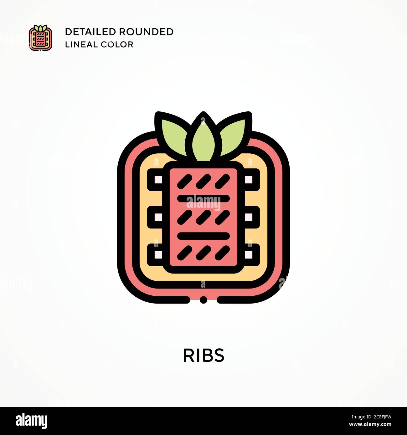 Ribs detailed rounded lineal color. Modern vector illustration concepts ...