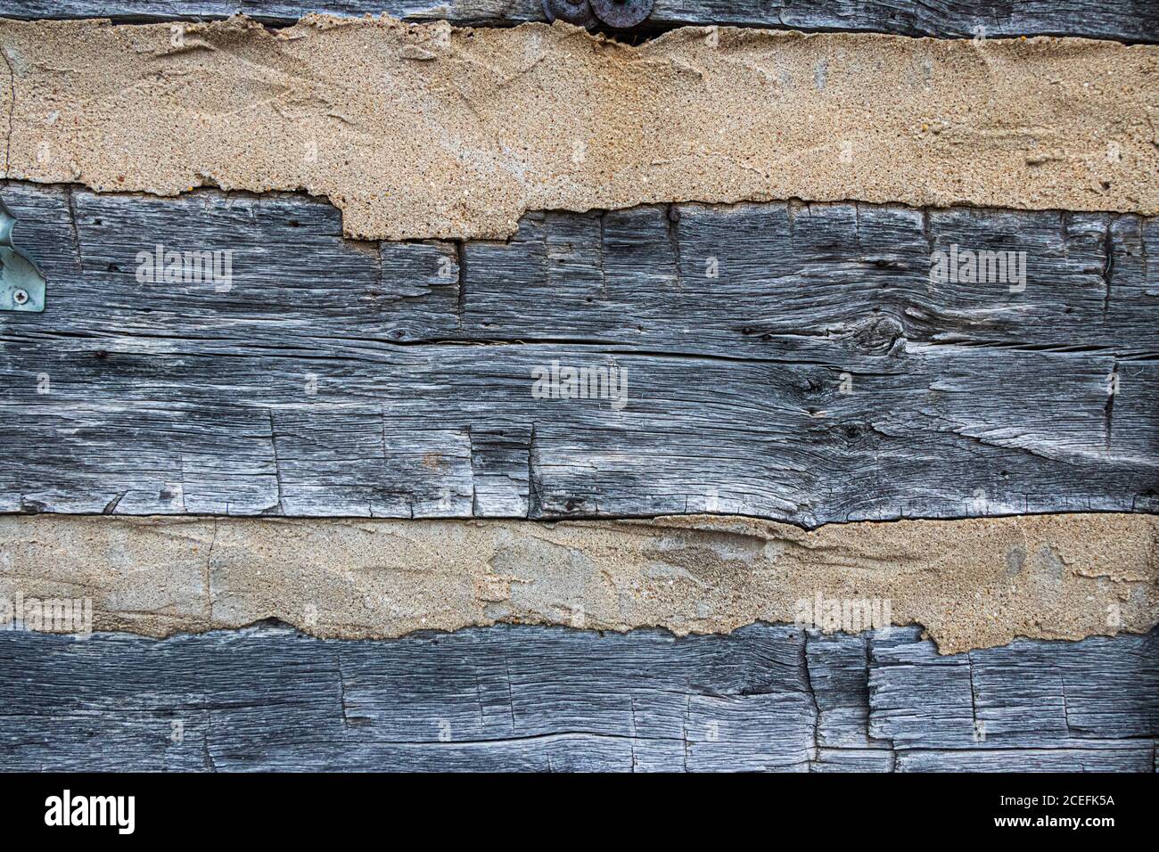 Wood Chink Wall Stock Photo - Alamy
