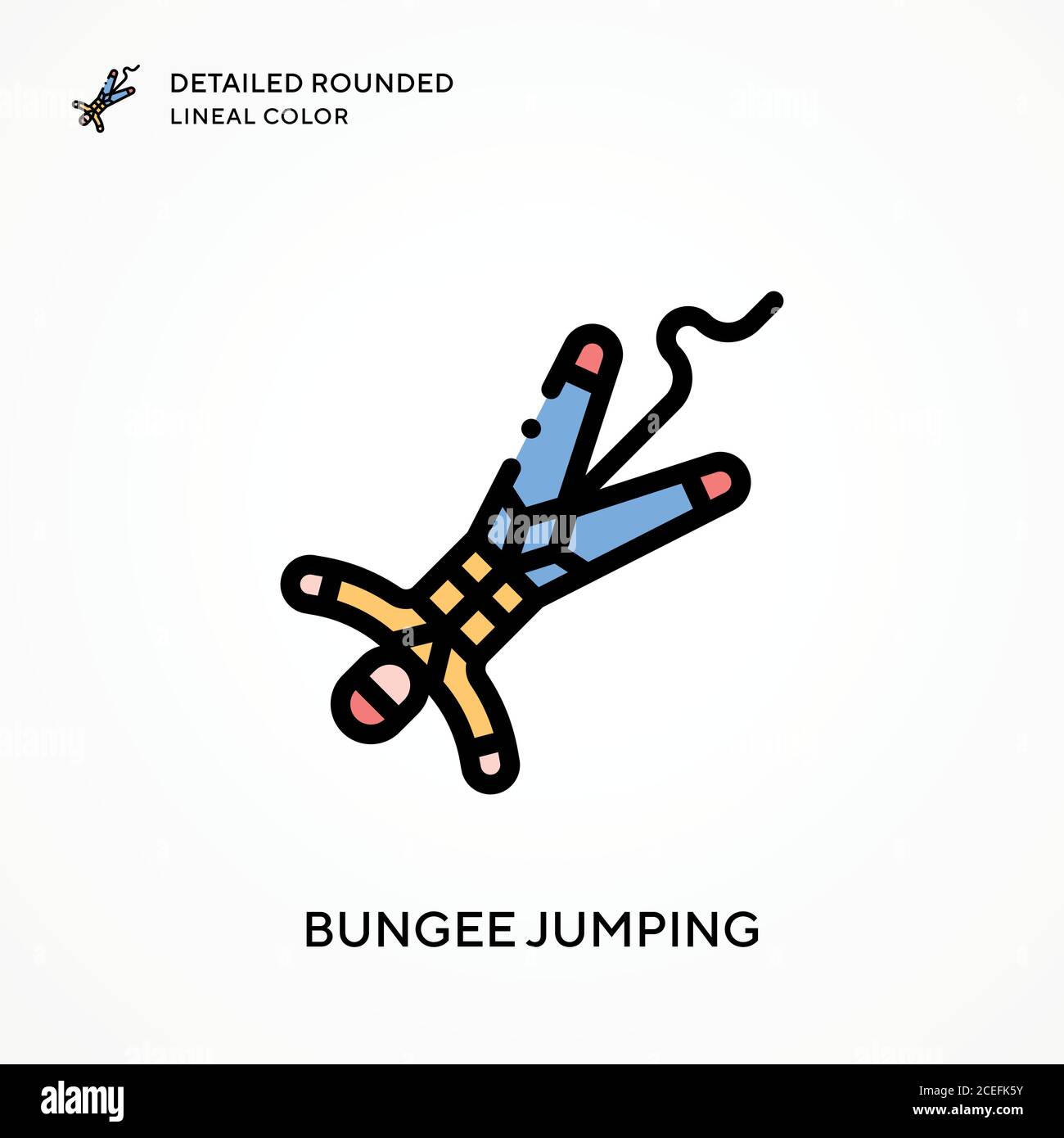 Bungee jumping detailed rounded lineal color. Modern vector illustration concepts. Easy to edit ...