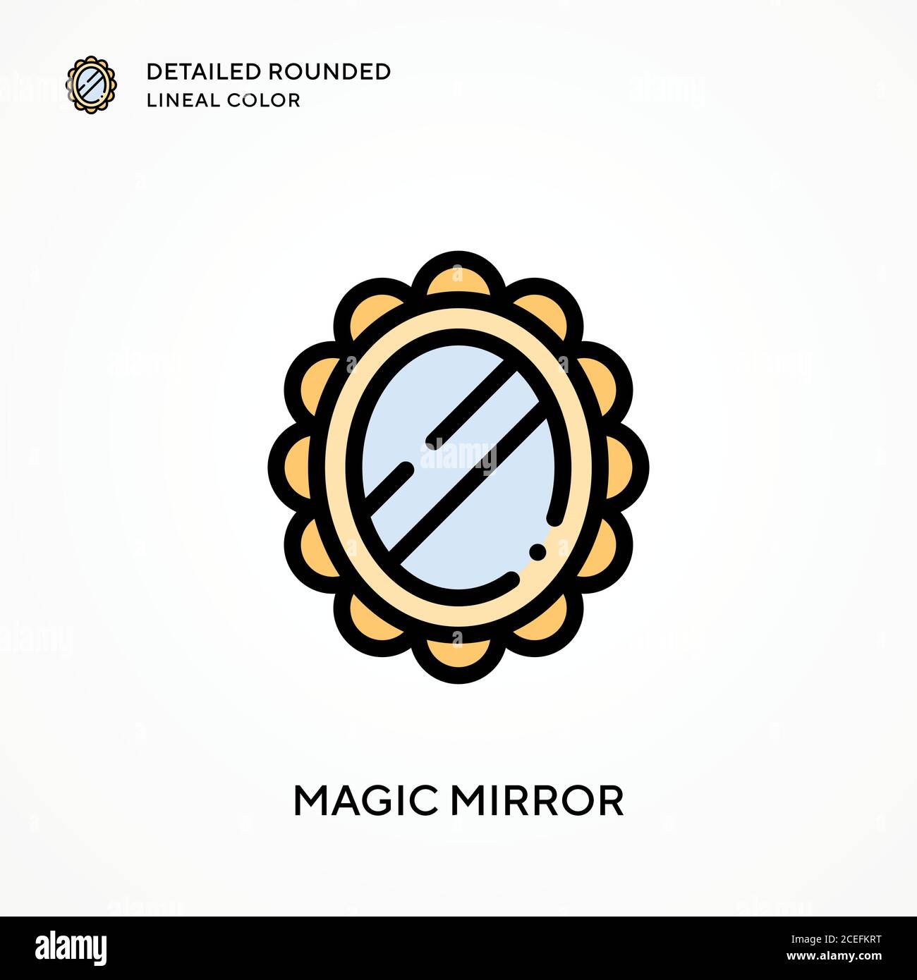 Magic mirror detailed rounded lineal color. Modern vector illustration ...