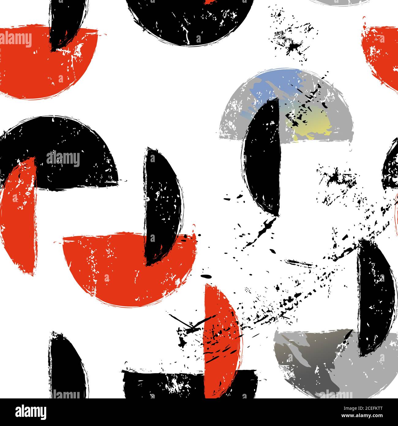 seamless background pattern, with semicircles, paint strokes and ...