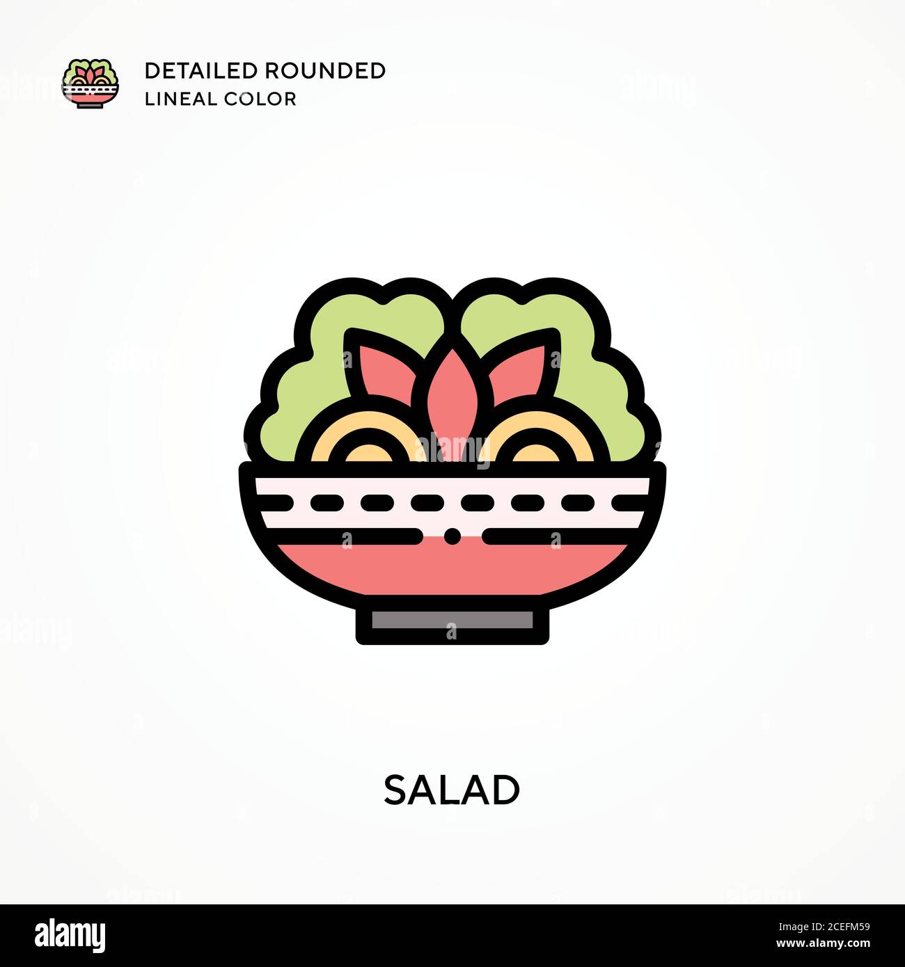 Salad detailed rounded lineal color. Modern vector illustration ...