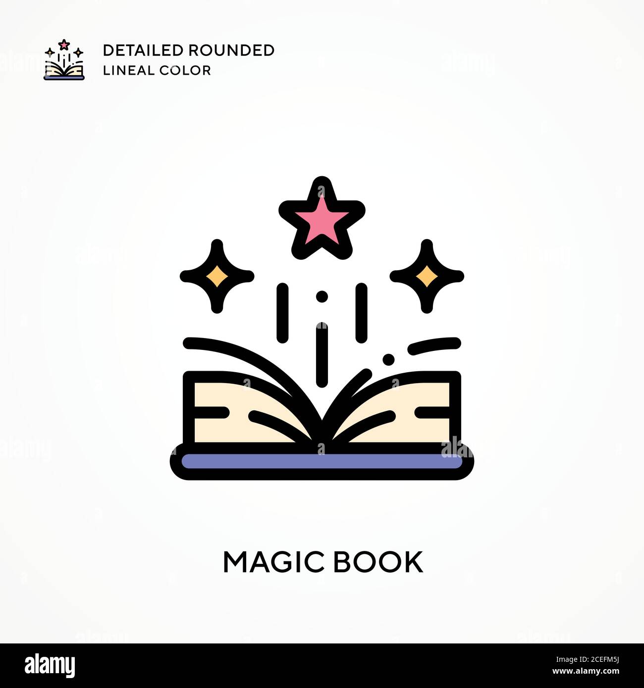 Magic book detailed rounded lineal color. Modern vector illustration ...