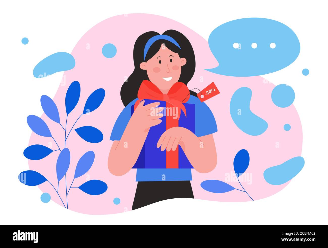 Discount shop sale vector illustration. Cartoon flat happy shopaholic ...
