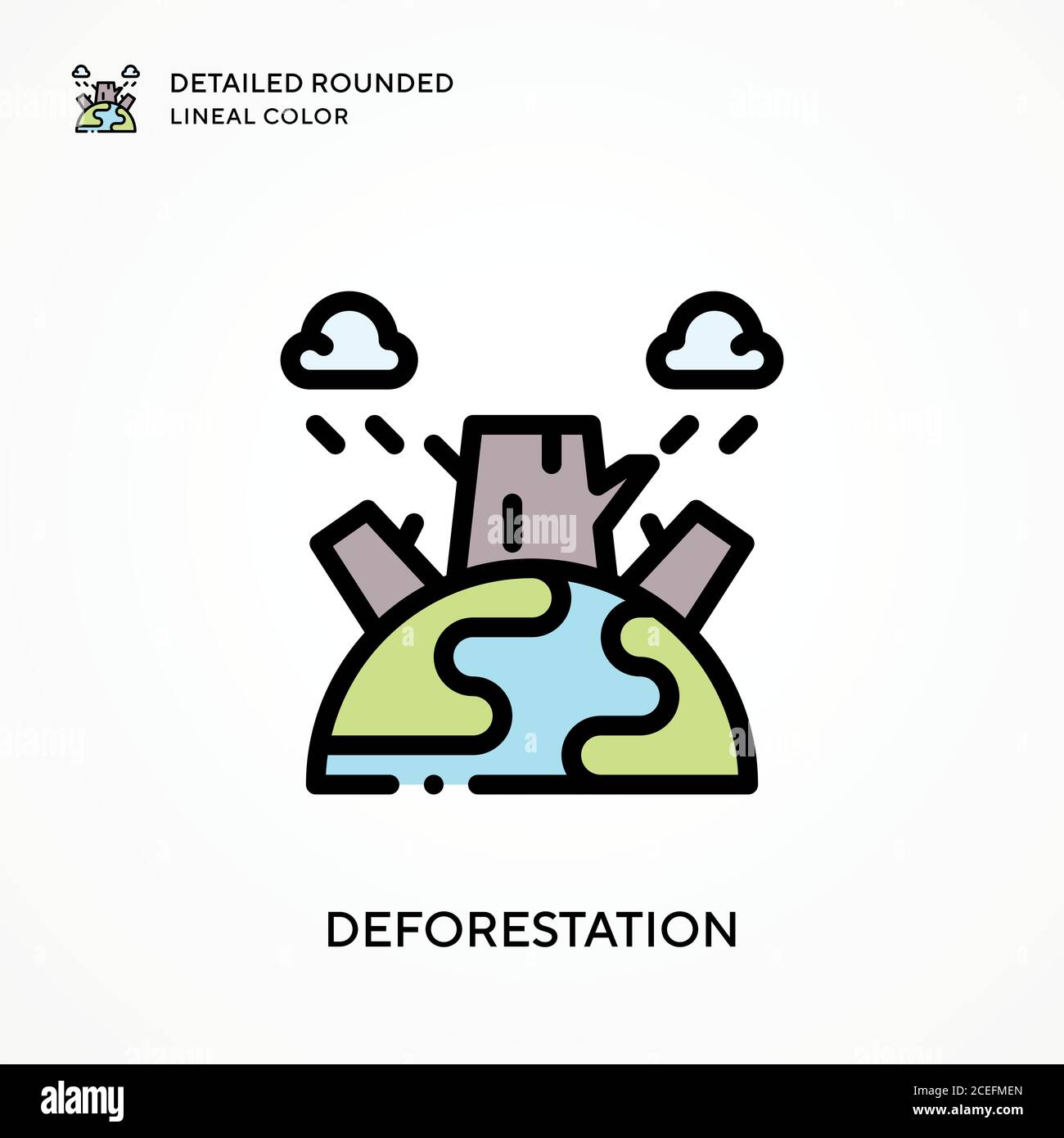 Deforestation detailed rounded lineal color. Modern vector illustration ...