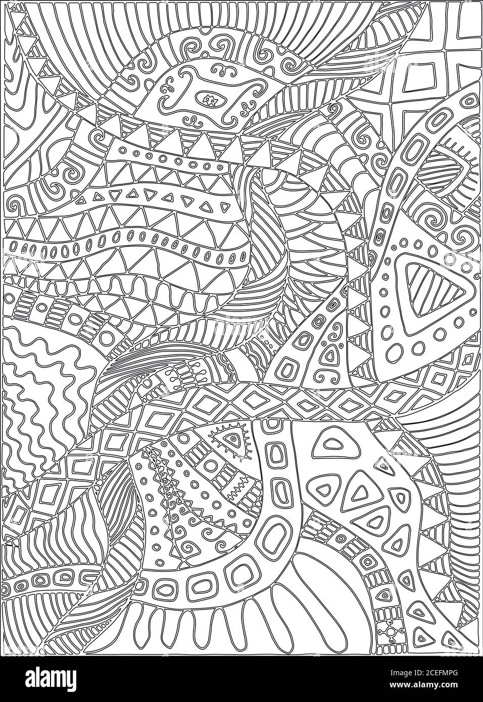 Coloring page with scribbles, plants, pattern Stock Vector Image & Art ...