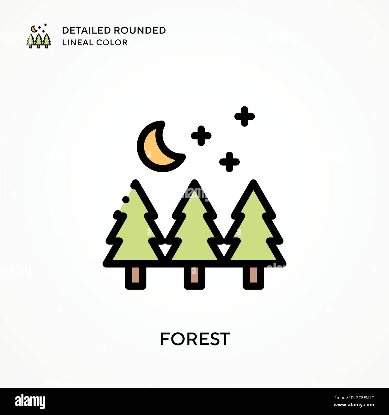 Forest detailed rounded lineal color. Modern vector illustration ...