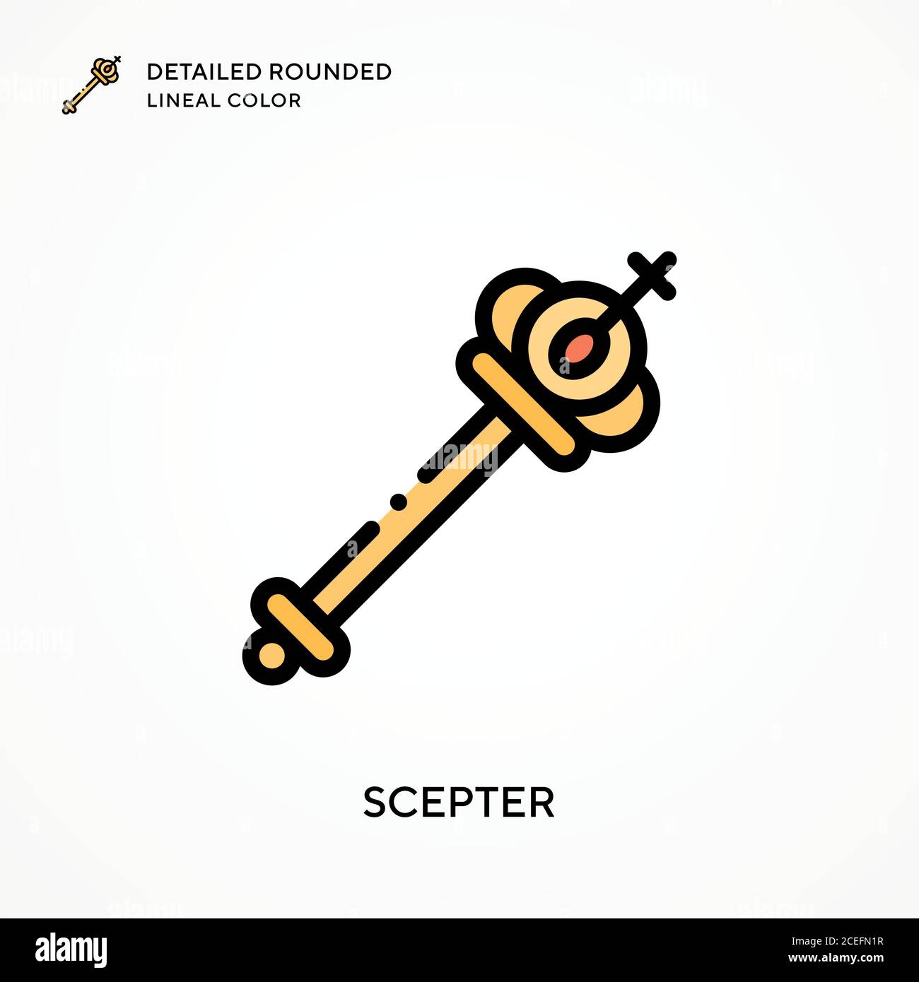 Scepter detailed rounded lineal color. Modern vector illustration concepts. Easy to edit and ...