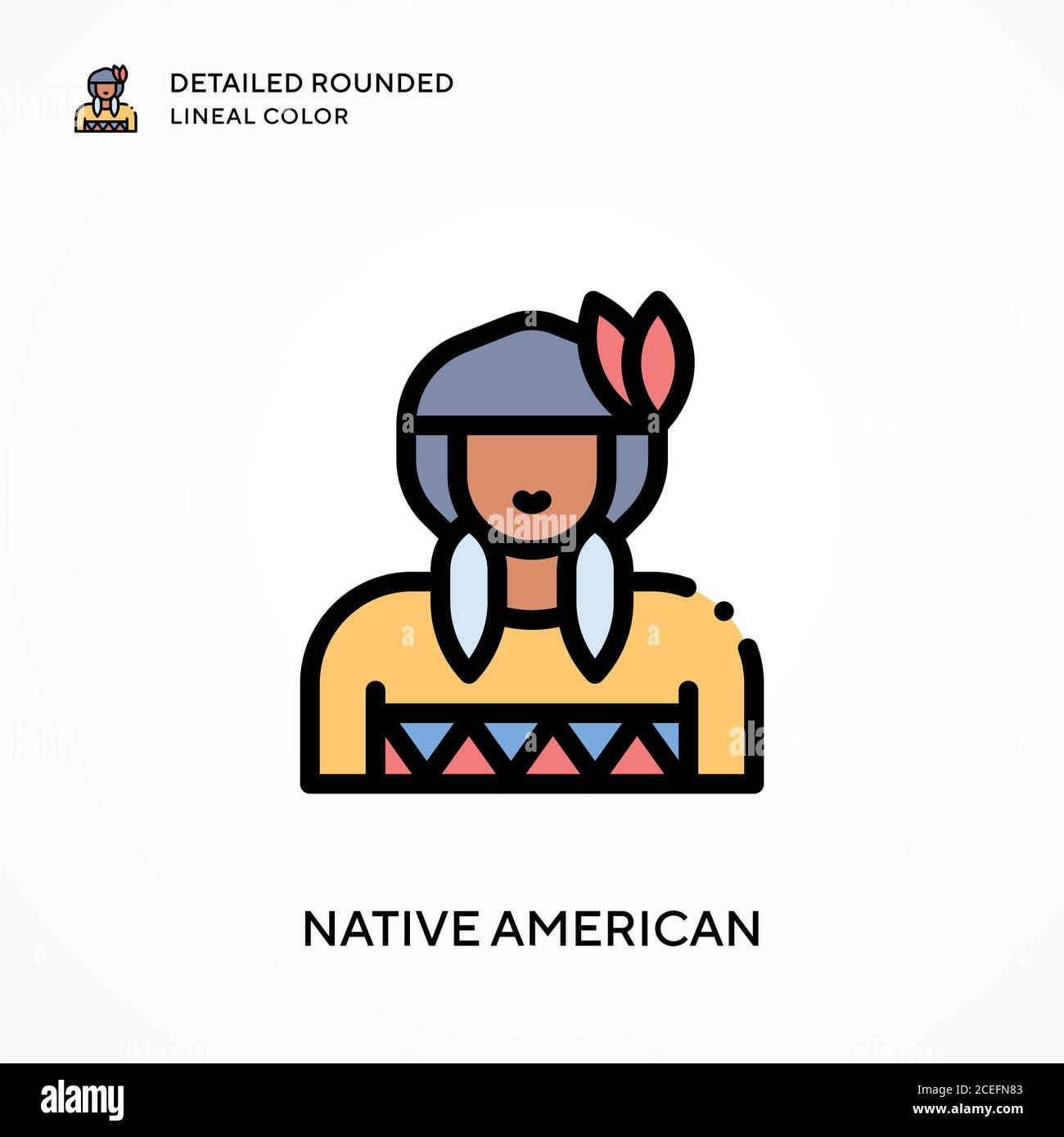 Native american detailed rounded lineal color. Modern vector illustration concepts. Easy to edit ...
