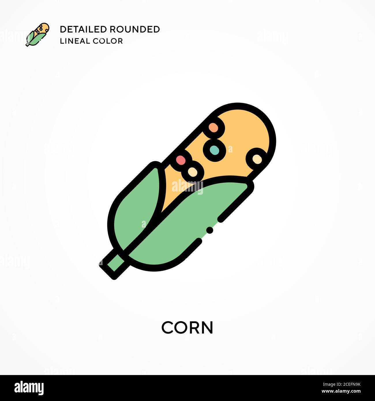 Corn detailed rounded lineal color. Modern vector illustration concepts ...