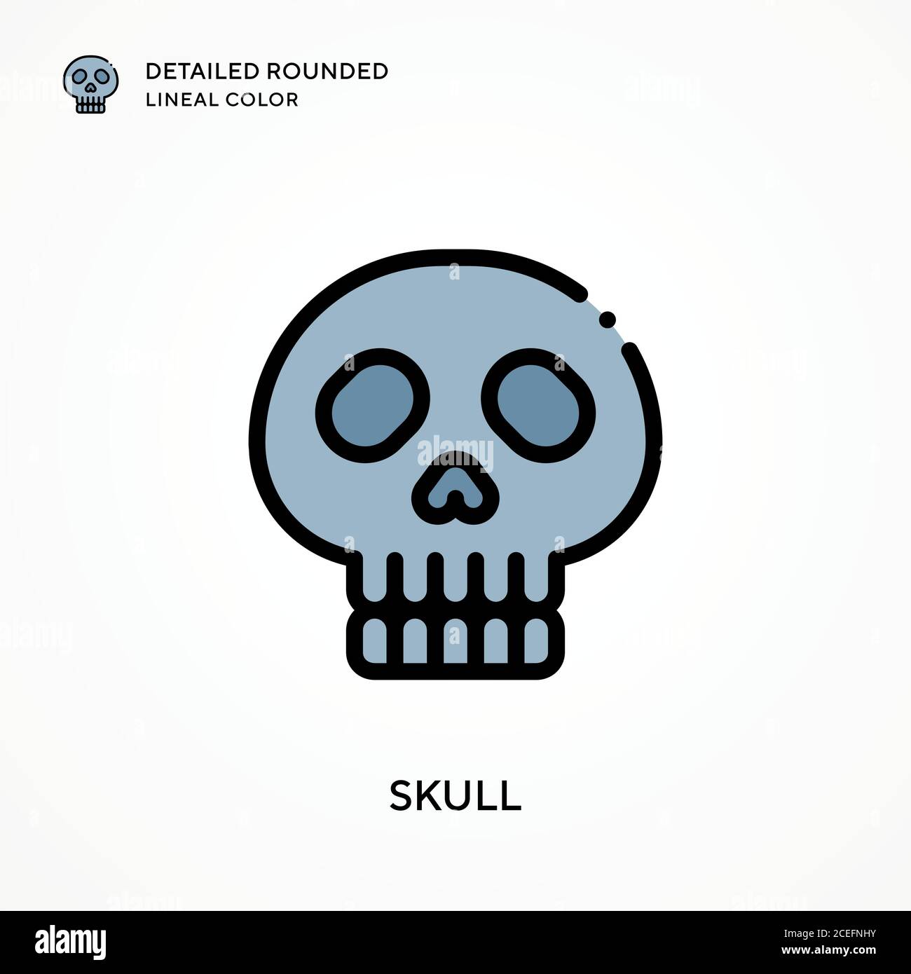 Skull detailed rounded lineal color. Modern vector illustration ...