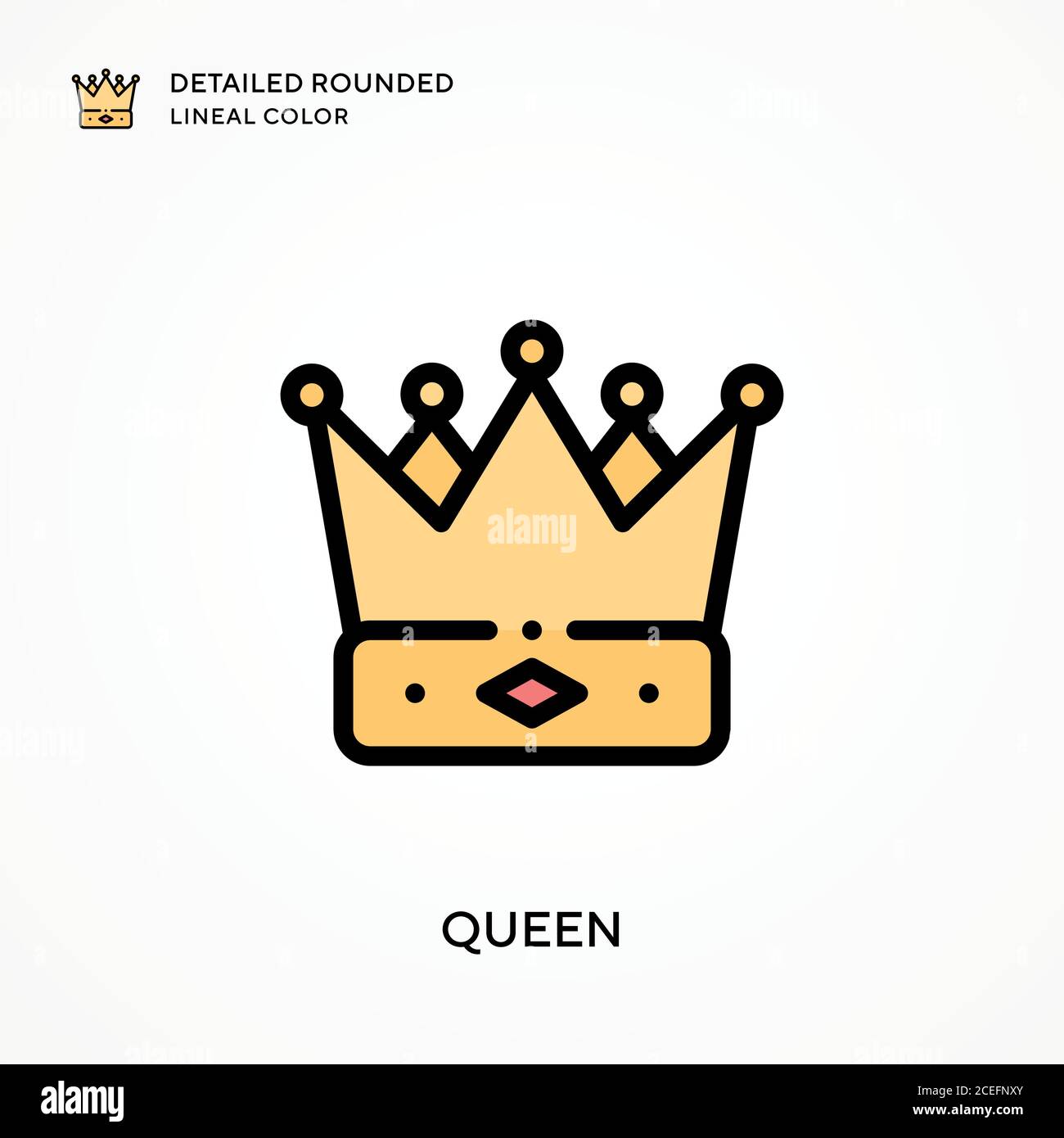 Queen detailed rounded lineal color. Modern vector illustration ...