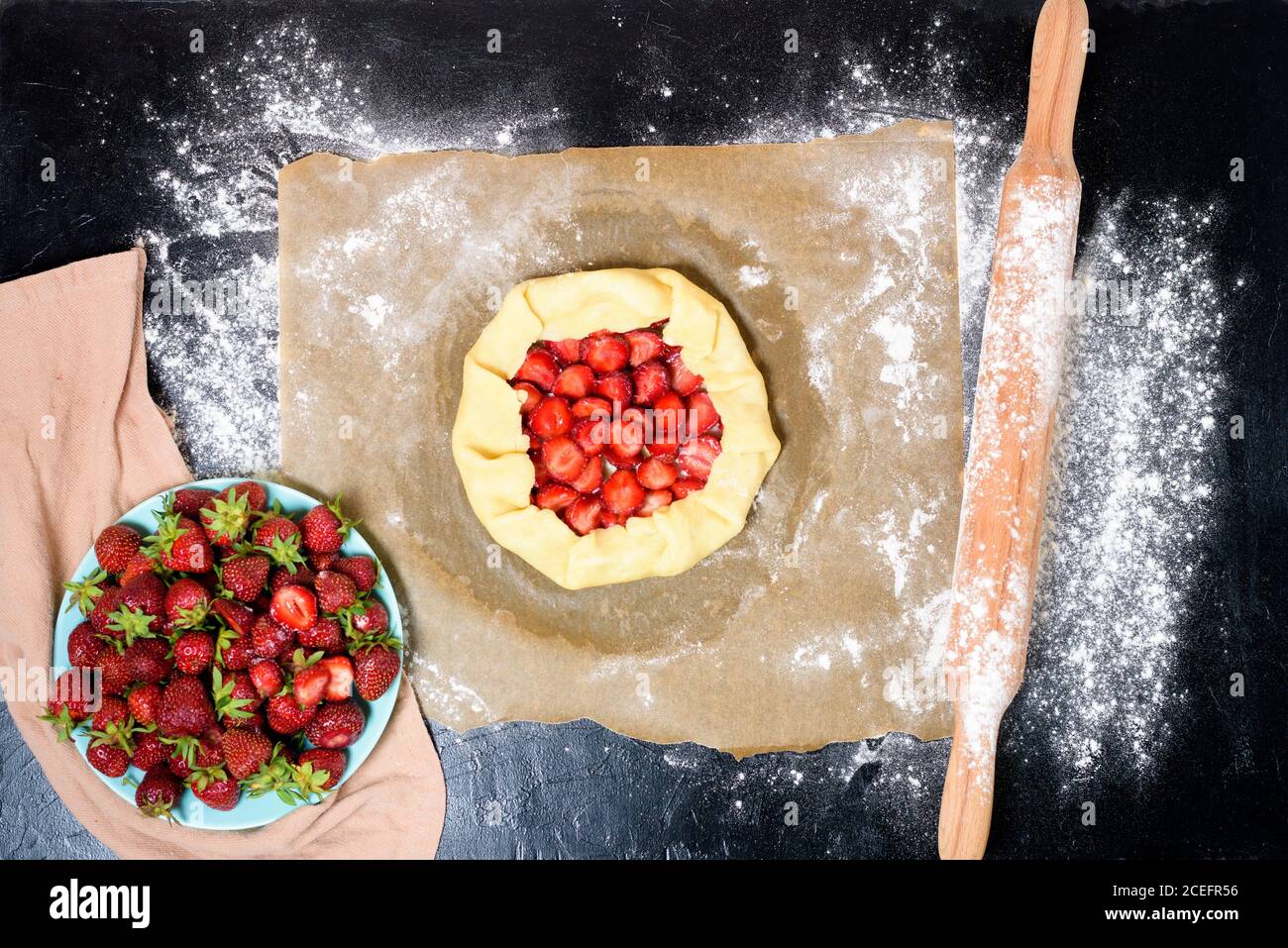 step by step recipe the process of making galetta with strawberries at ...