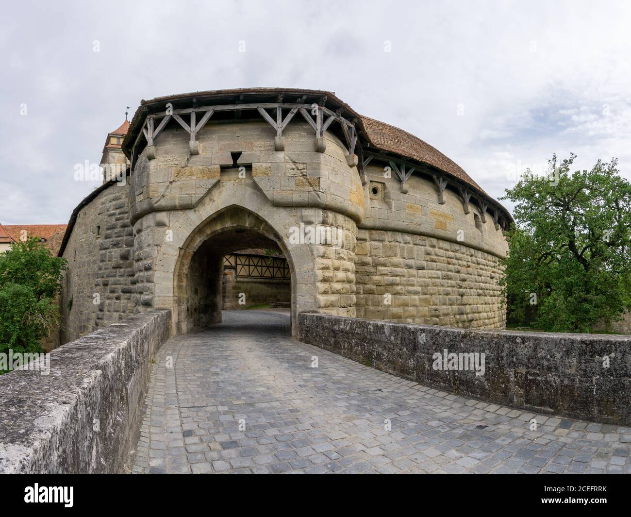 A view of the historic Spital Bastion city gate and guard tower in ...