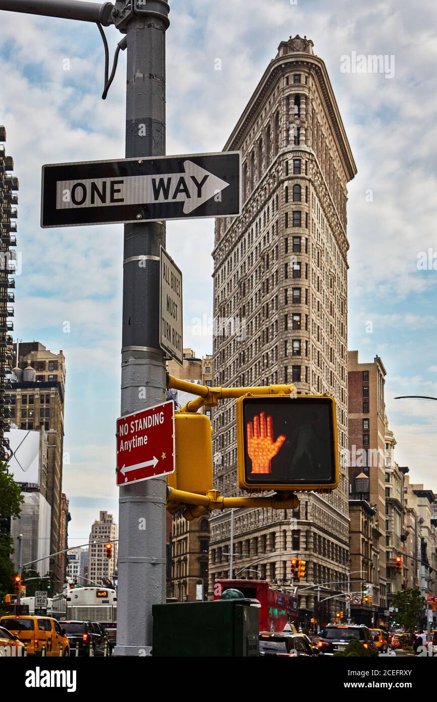 Sign post and traffic lights in downtown Stock Photo - Alamy
