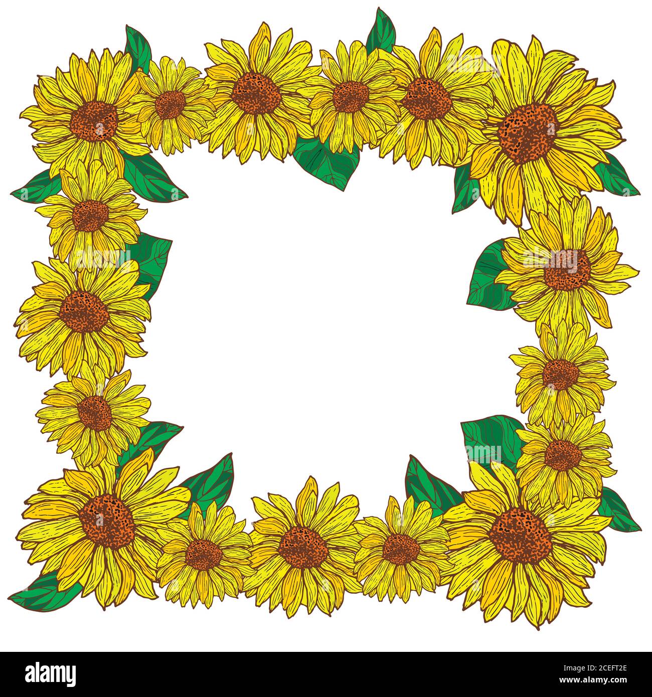Flower decorative frame with sunflowers Stock Vector Image & Art - Alamy