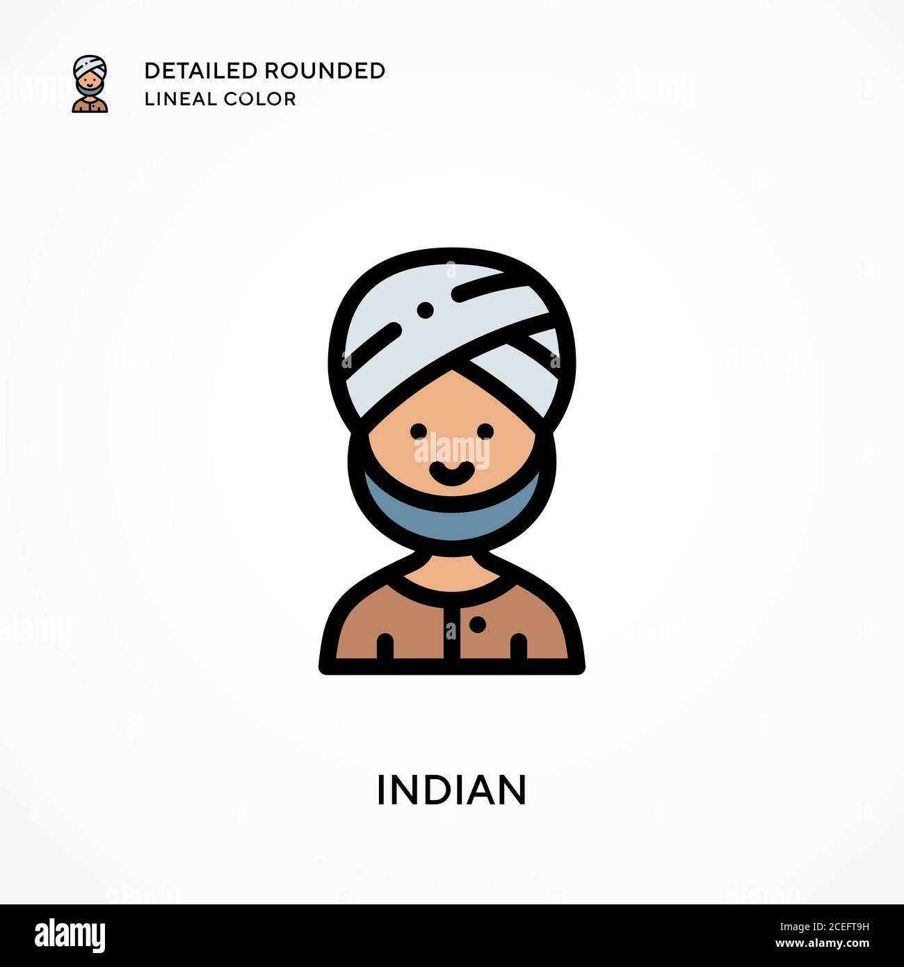 Indian detailed rounded lineal color. Modern vector illustration ...