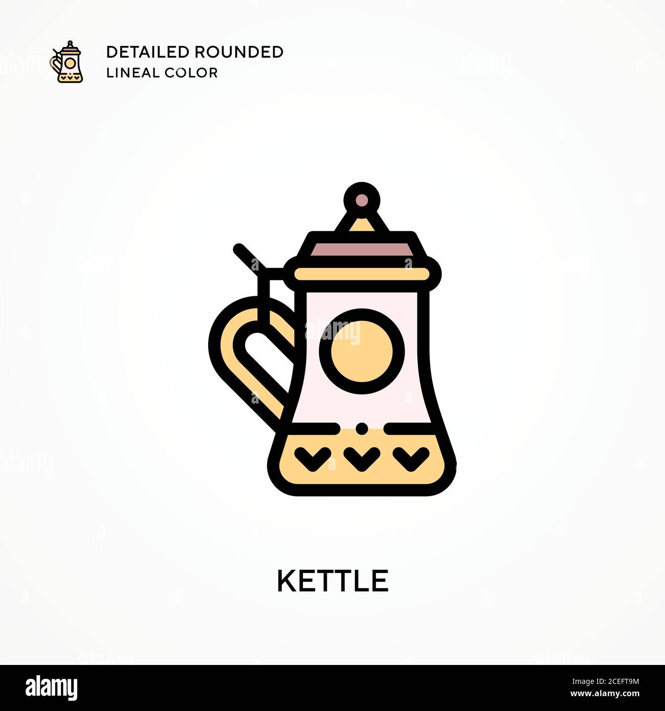 Kettle detailed rounded lineal color. Modern vector illustration ...