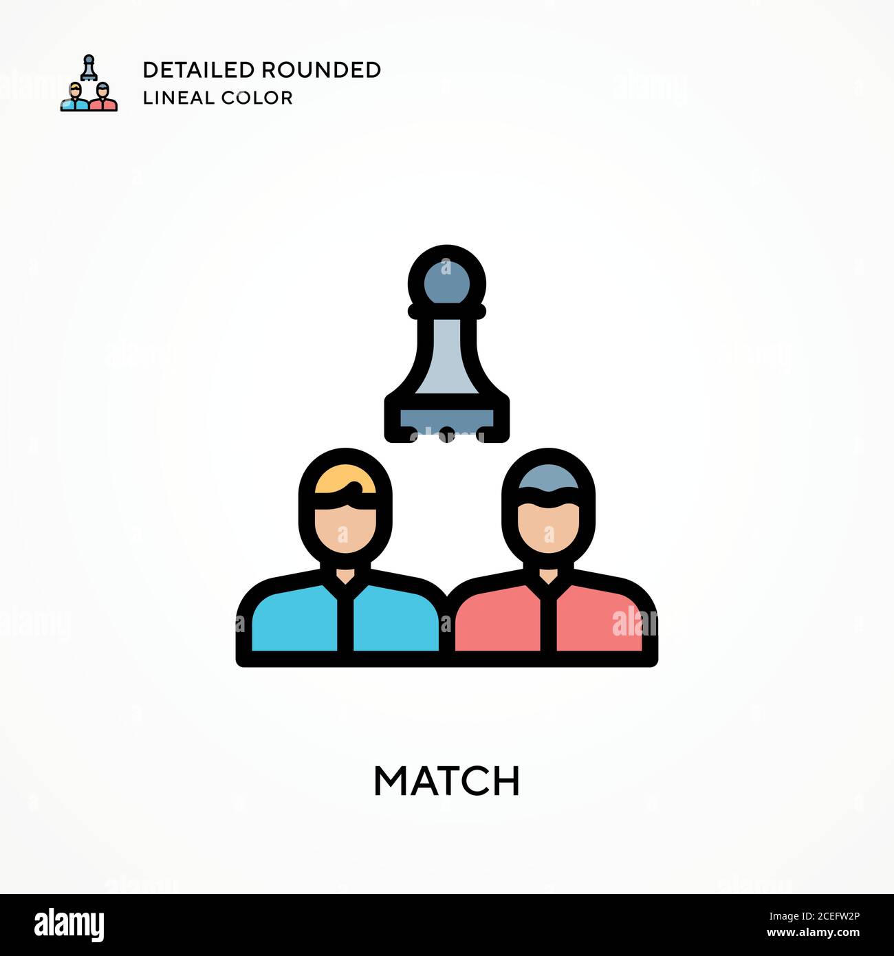 Match detailed rounded lineal color. Modern vector illustration ...