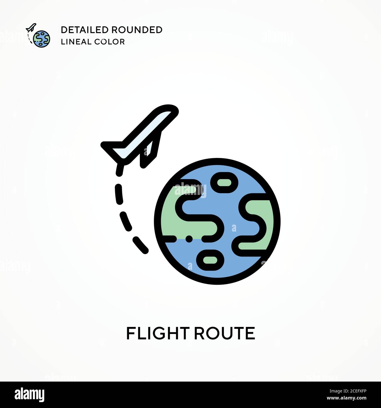 Flight route detailed rounded lineal color. Modern vector illustration ...
