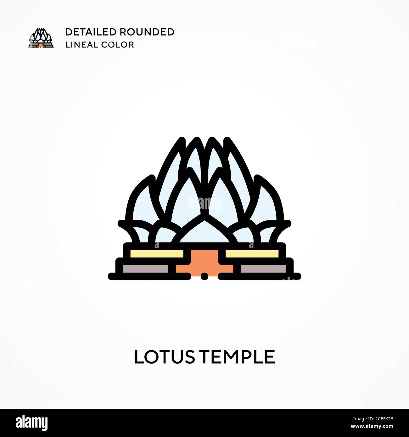 Lotus temple detailed rounded lineal color. Modern vector illustration ...