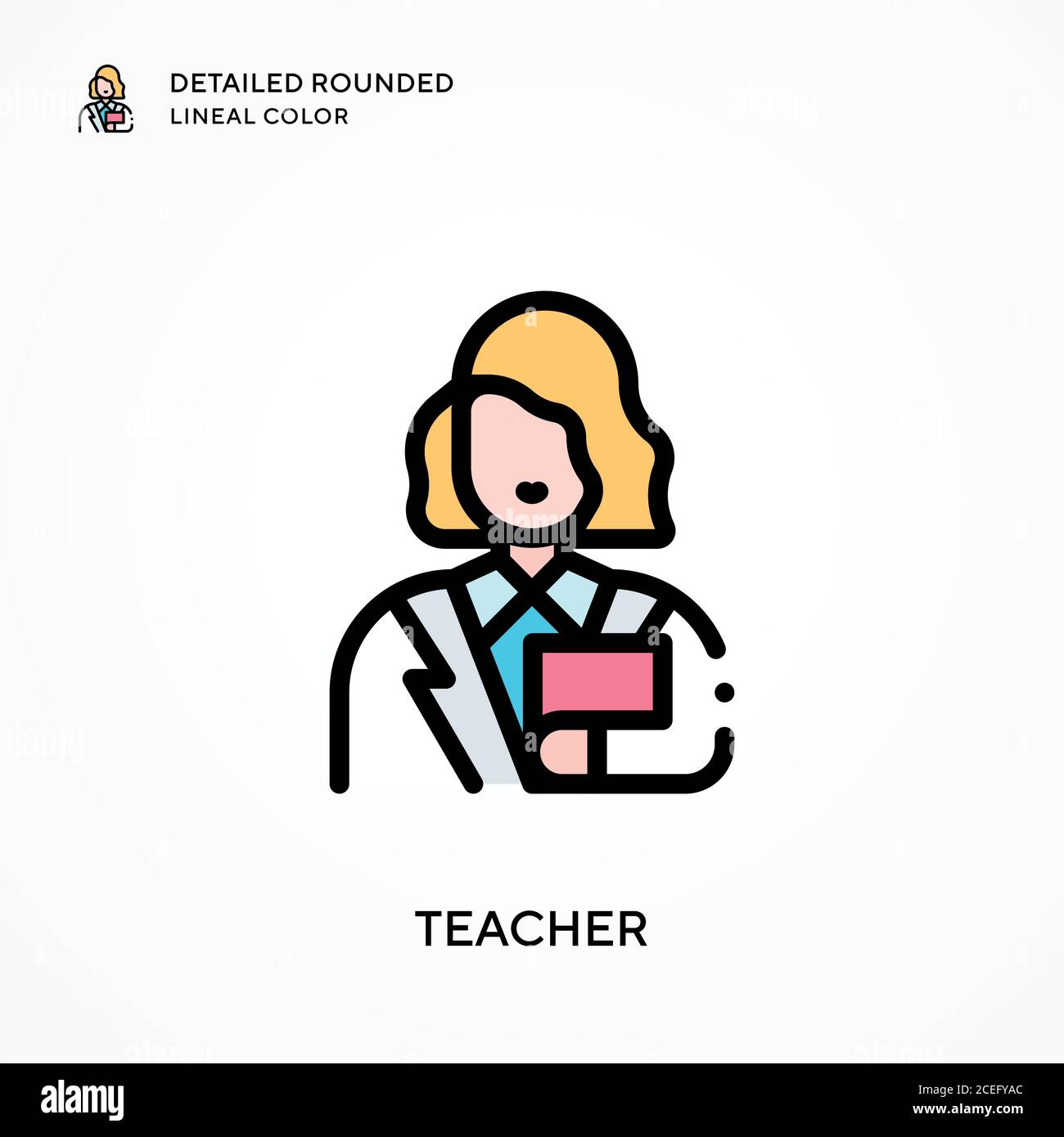 Teacher detailed rounded lineal color. Modern vector illustration ...