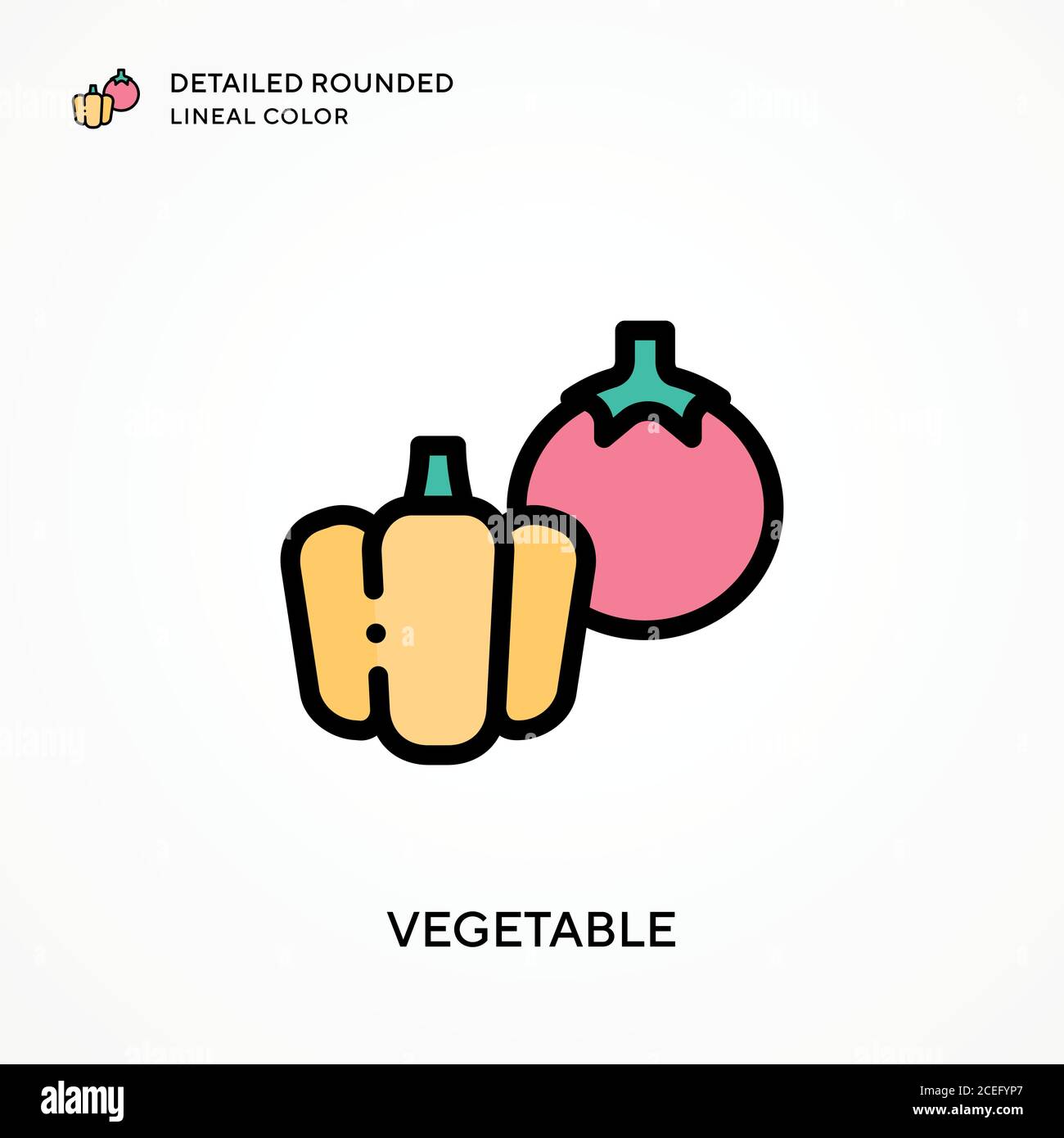 Vegetable detailed rounded lineal color. Modern vector illustration ...
