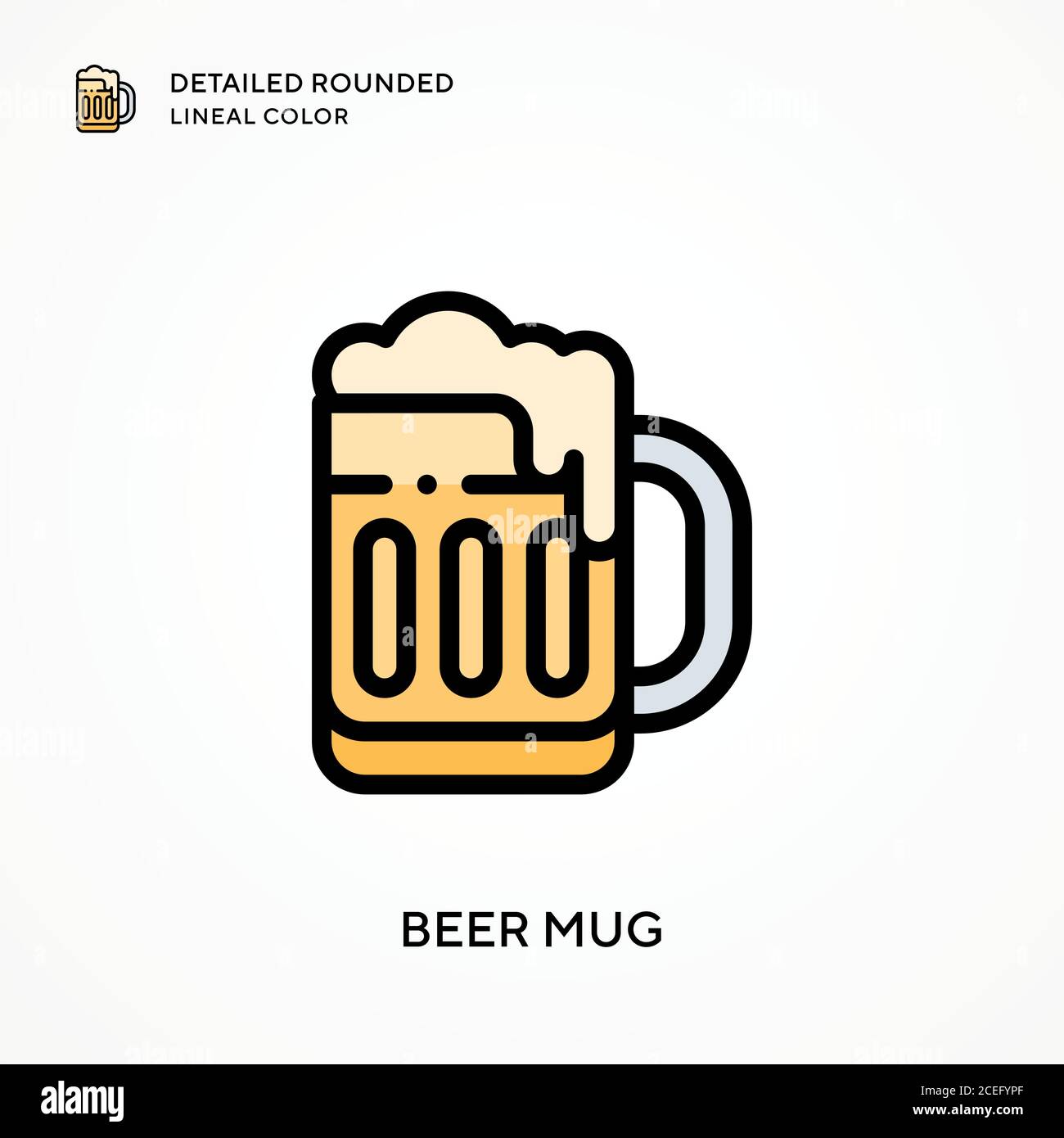 Beer mug detailed rounded lineal color. Modern vector illustration concepts. Easy to edit and ...