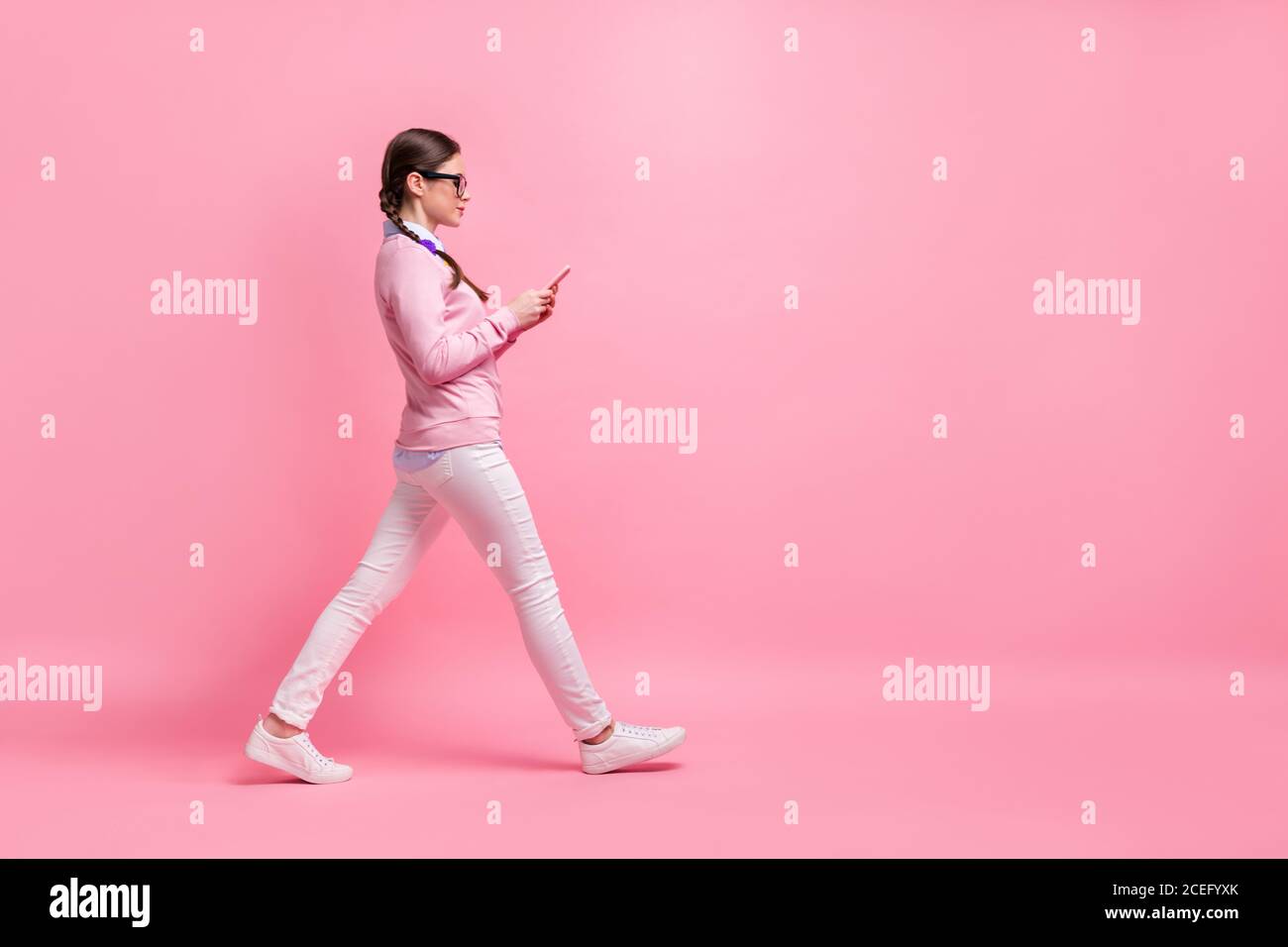 Full length body size profile side view of her she attractive lovely ...