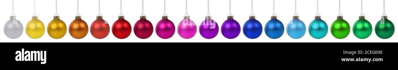 Christmas balls baubles banner colorful decoration in a row isolated on ...