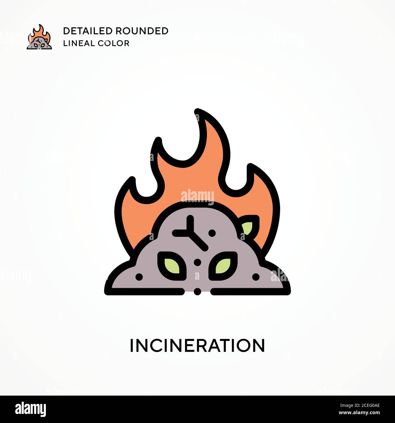 Incineration detailed rounded lineal color. Modern vector illustration ...