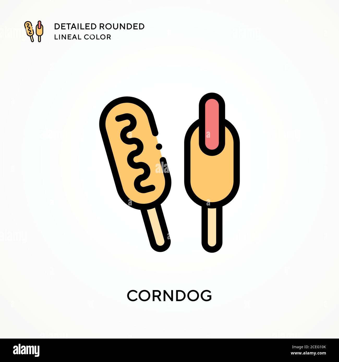 Corndog detailed rounded lineal color. Modern vector illustration concepts. Easy to edit and ...