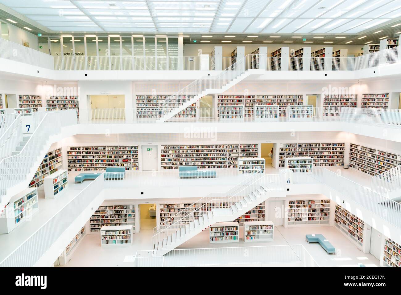 Stuttgart, BW / Germany - 22 July 2020: interior view of the municipal ...