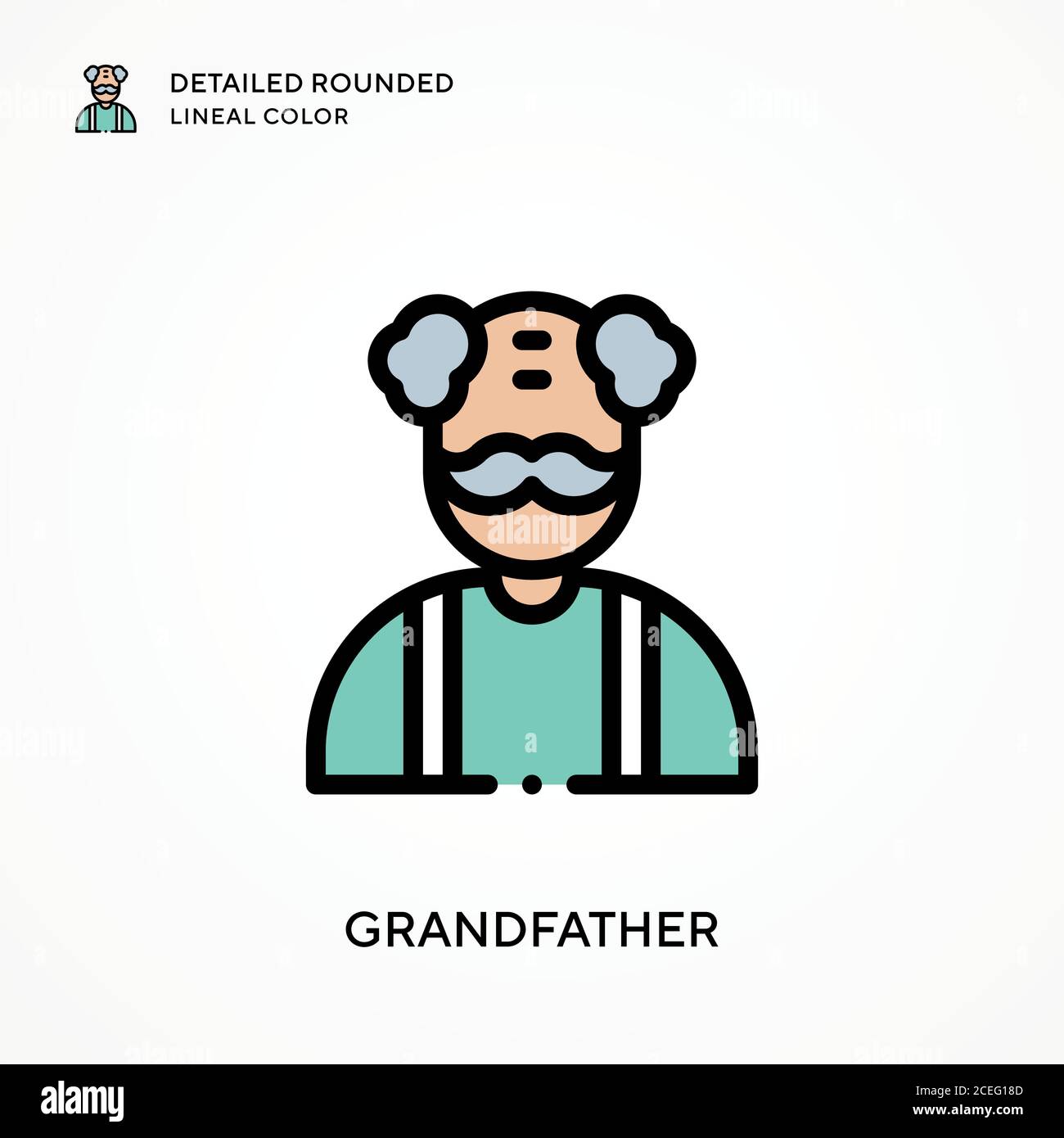 Grandfather detailed rounded lineal color. Modern vector illustration ...