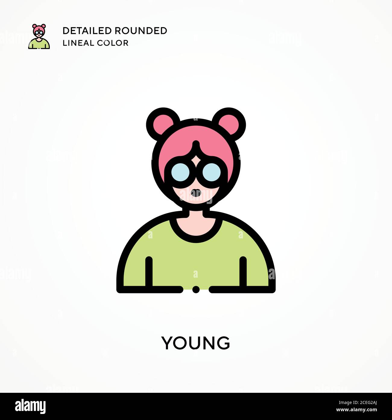 Young detailed rounded lineal color. Modern vector illustration ...