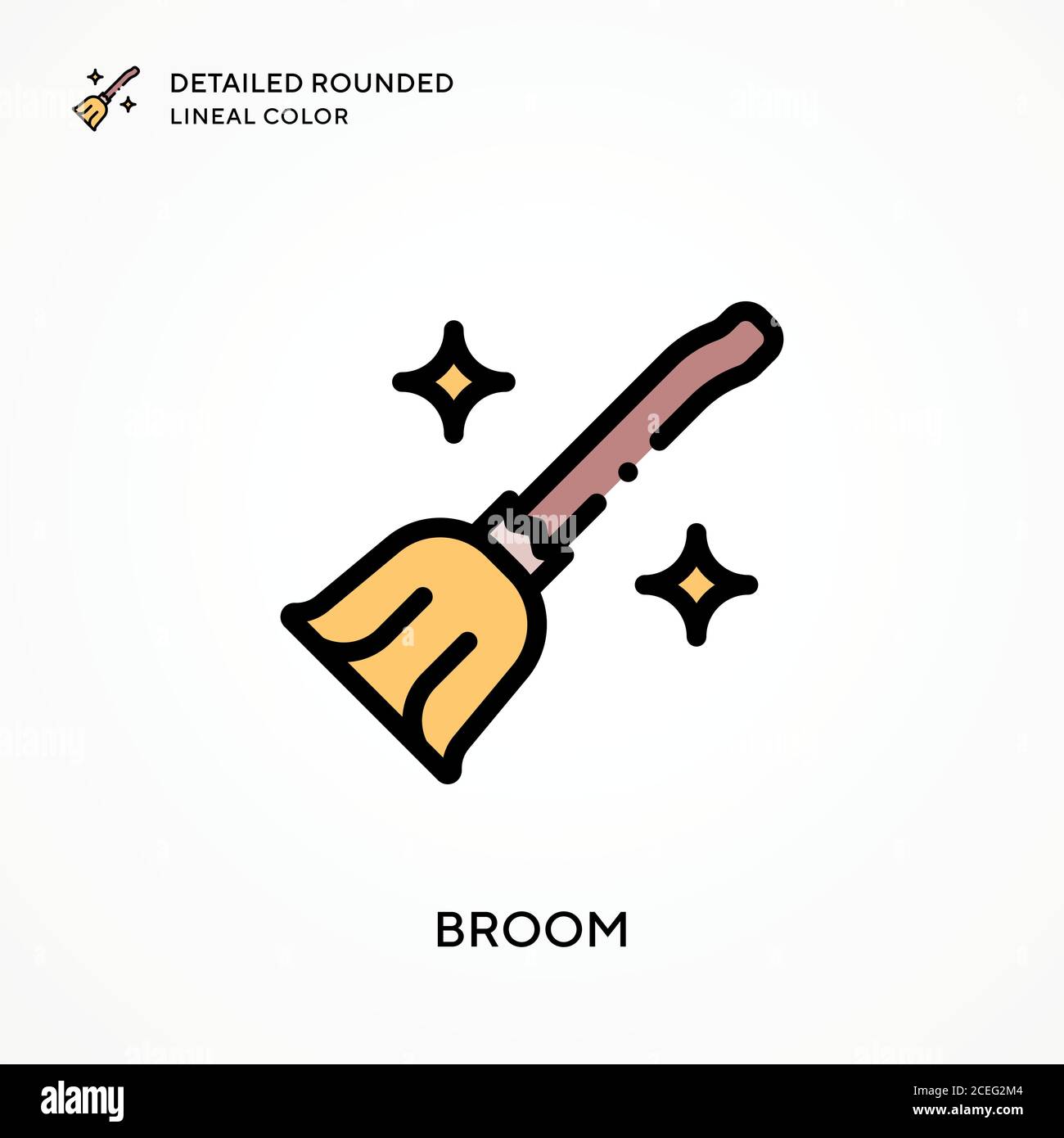 Broom detailed rounded lineal color. Modern vector illustration concepts. Easy to edit and ...