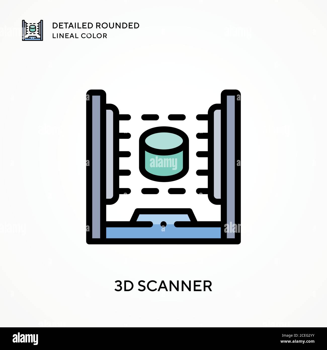 3d scanner detailed rounded lineal color. Modern vector illustration ...