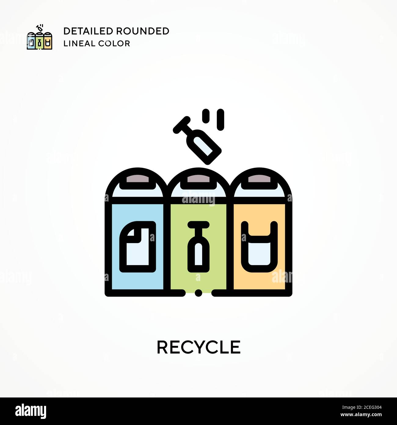 Recycle detailed rounded lineal color. Modern vector illustration ...