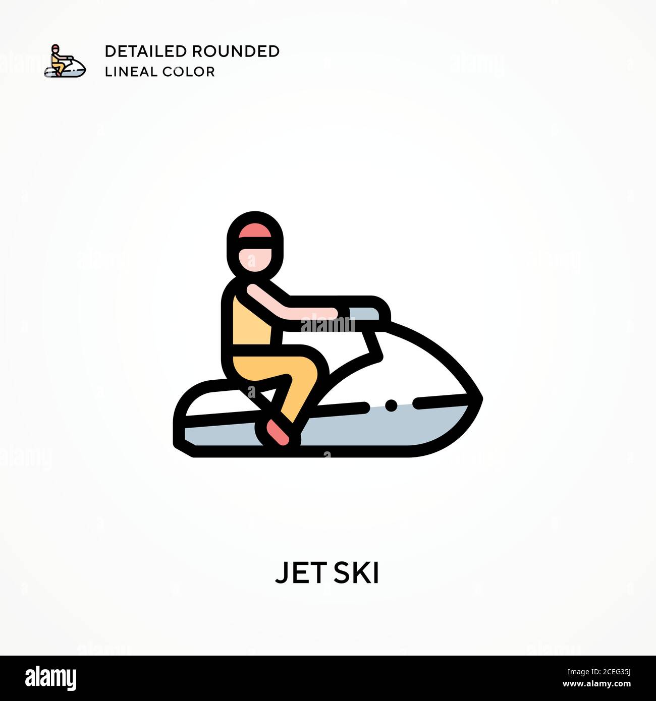 Jet ski detailed rounded lineal color. Modern vector illustration ...