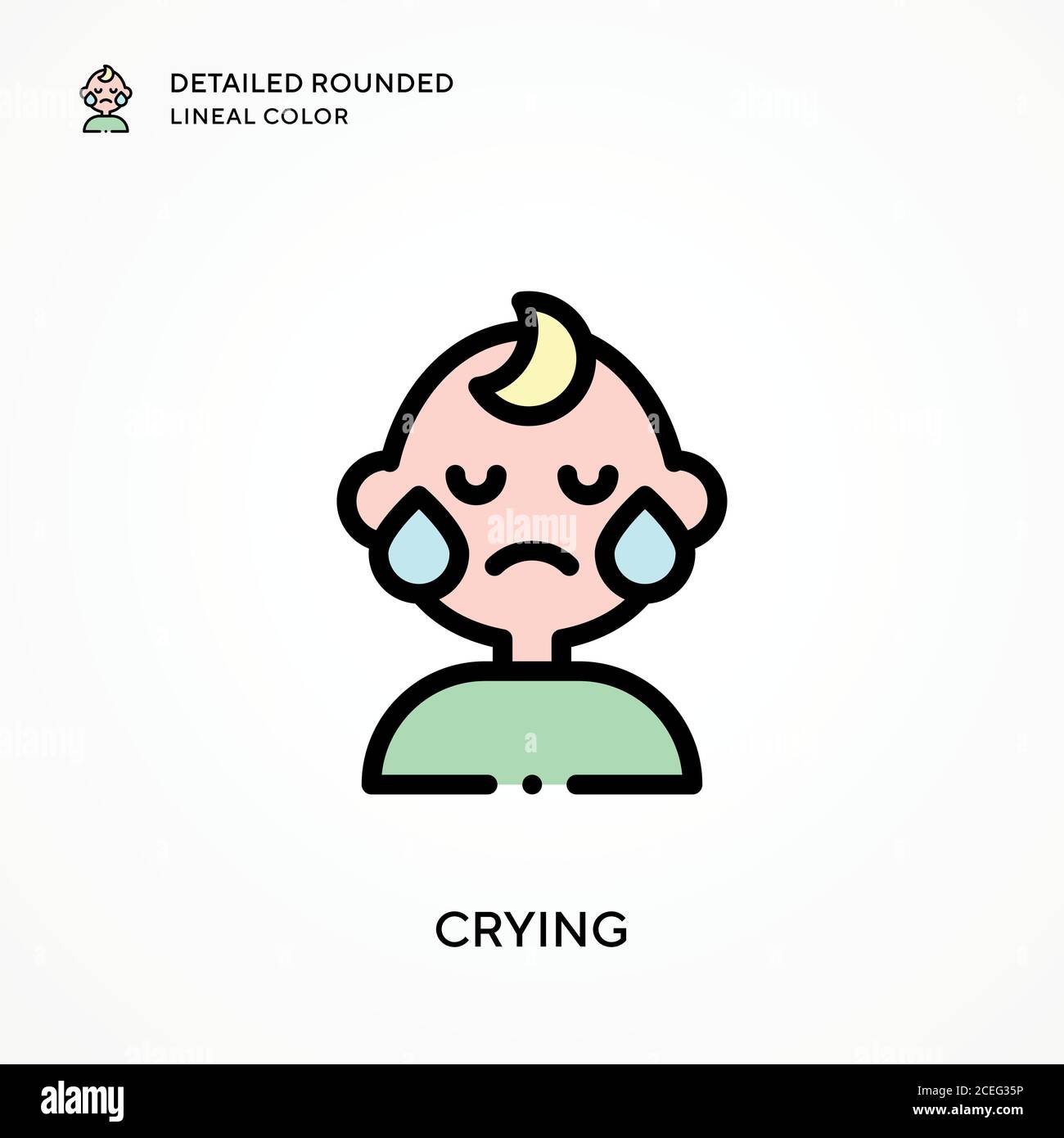 Crying detailed rounded lineal color. Modern vector illustration concepts. Easy to edit and ...